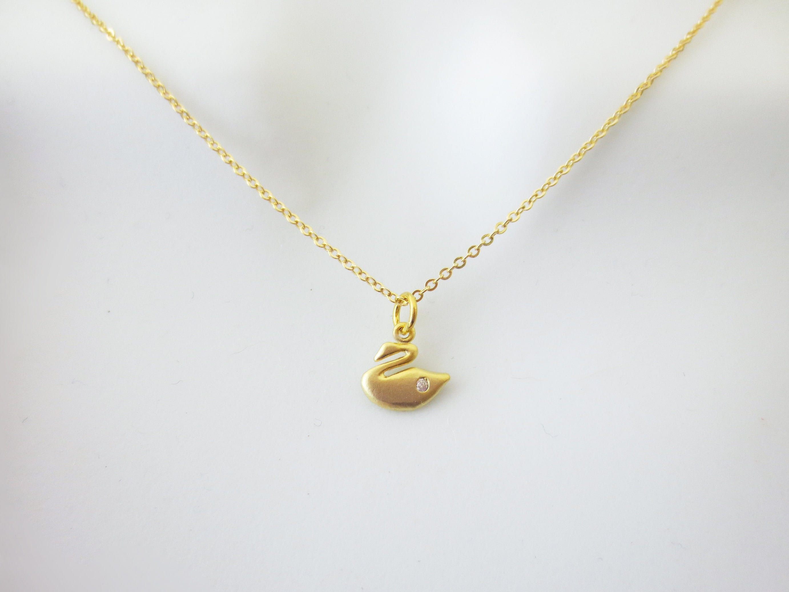 Cubic Necklace Swan Necklace Gold Necklace Silver Necklace Birthday ...