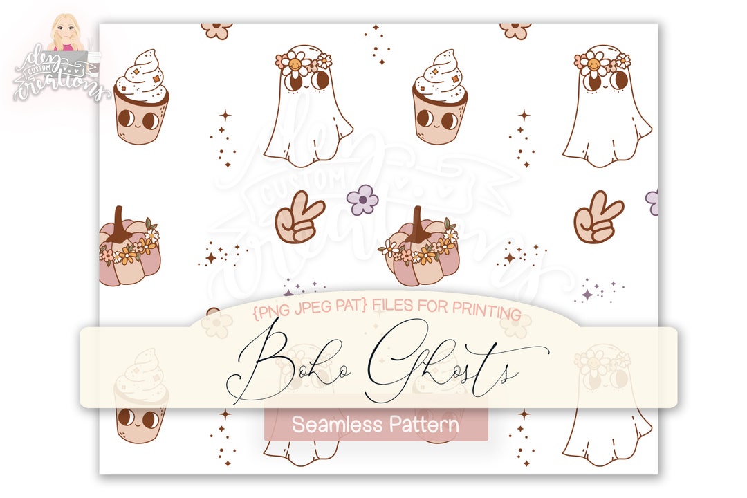 Seamless Pattern Boho Ghosts Digital Scrapbook Paper - Etsy