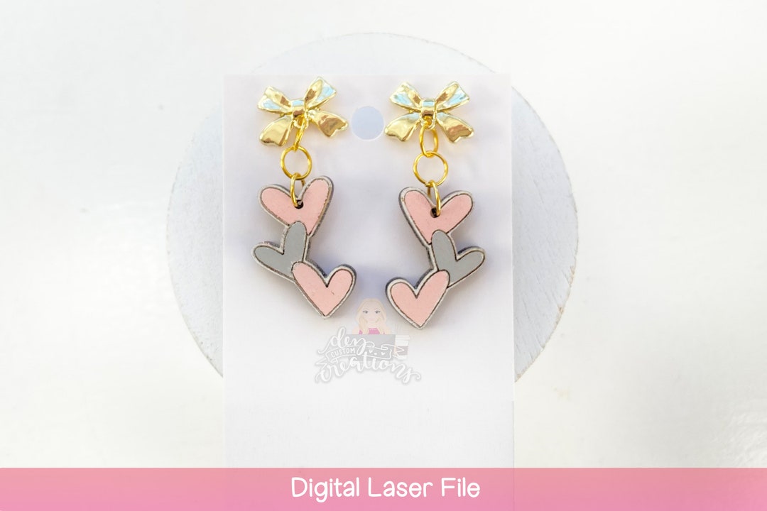 Heart Chain Dangle Earring SVG - SVG Laser Earring File - Laser Cut ...