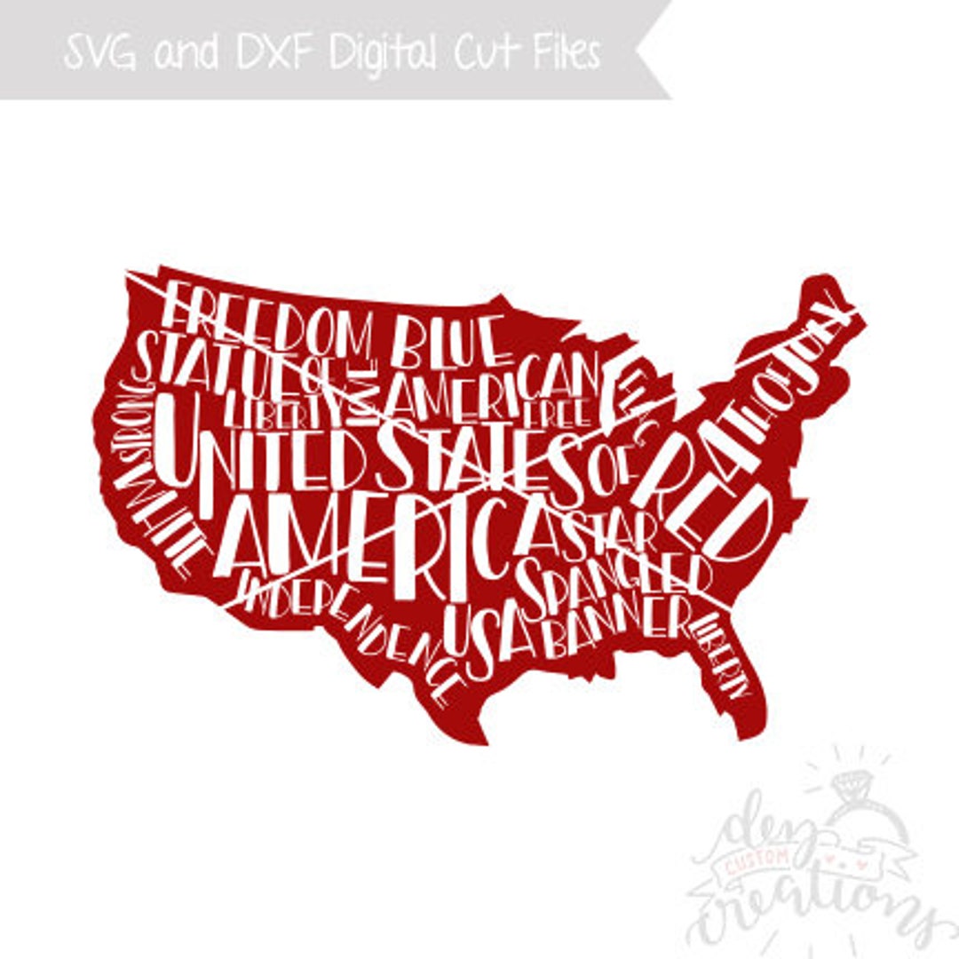 United States of America SVG Typography Clipart USA Cut File SVG Dxf ...