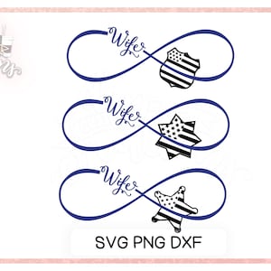 Police Wife Infinity SVG: Thin Blue Line, Shield & Star (digital ...