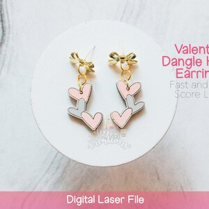 Heart Chain Dangle Earring SVG - SVG Laser Earring File - Laser Cut ...