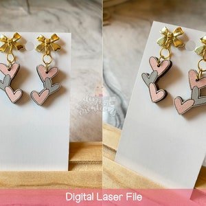 Heart Chain Dangle Earring SVG - SVG Laser Earring File - Laser Cut ...