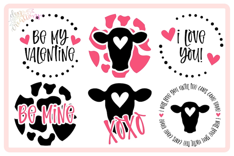 Cow Valentine SVG Bundle Cow Head Cow Print SVG Cut File - Etsy