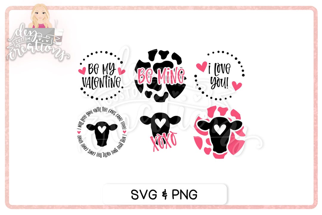 Cow Valentine SVG Bundle - Cow Head - Cow Print SVG - Cut File for ...
