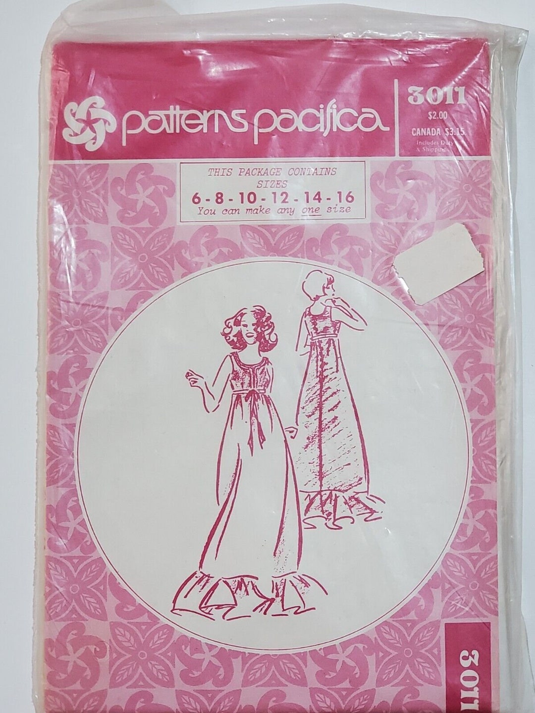 Vintage Patterns Pacifica Sewing Pattern #3011 Sizes 6-16 Uncut Factory ...