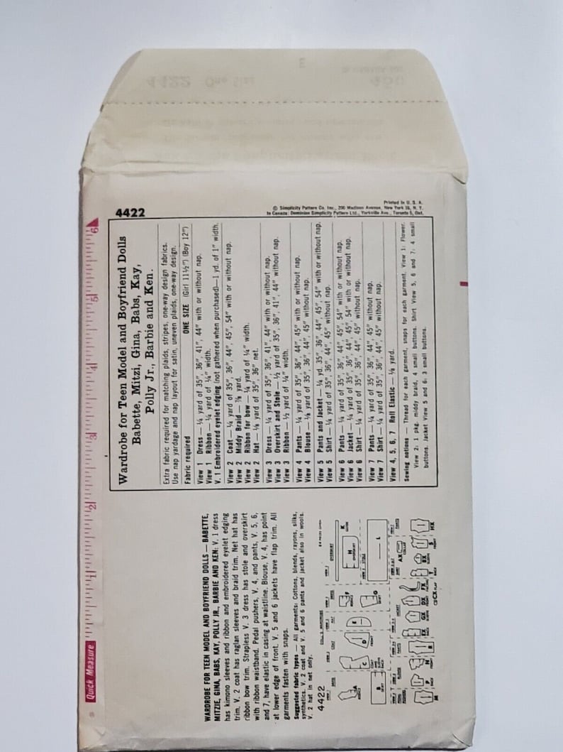 Simplicity 4422 Vintage Sewing Pattern Wardrobe for Teen Model ...