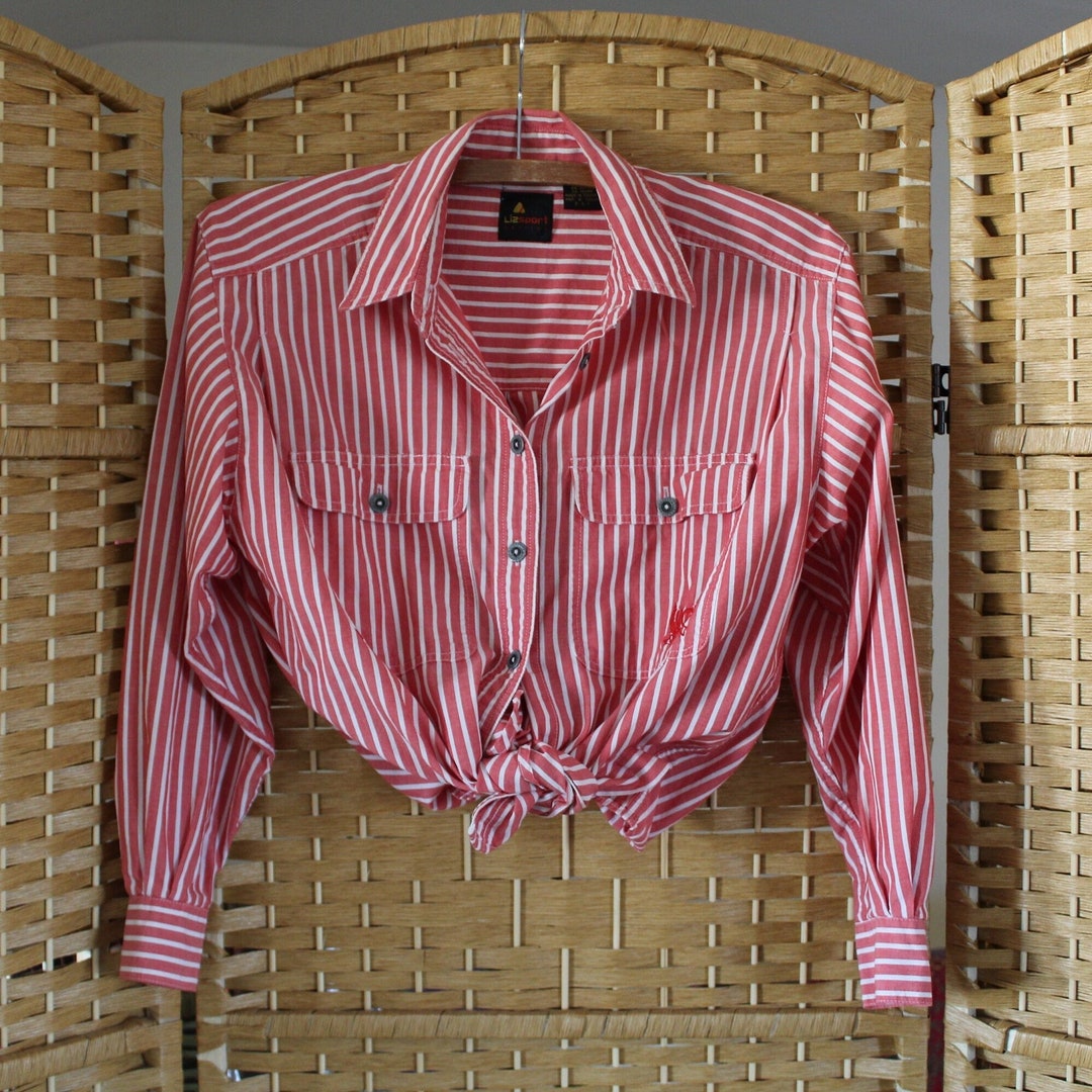 1990s Lizsport Striped Boxy Buttondown Petite Small - Etsy