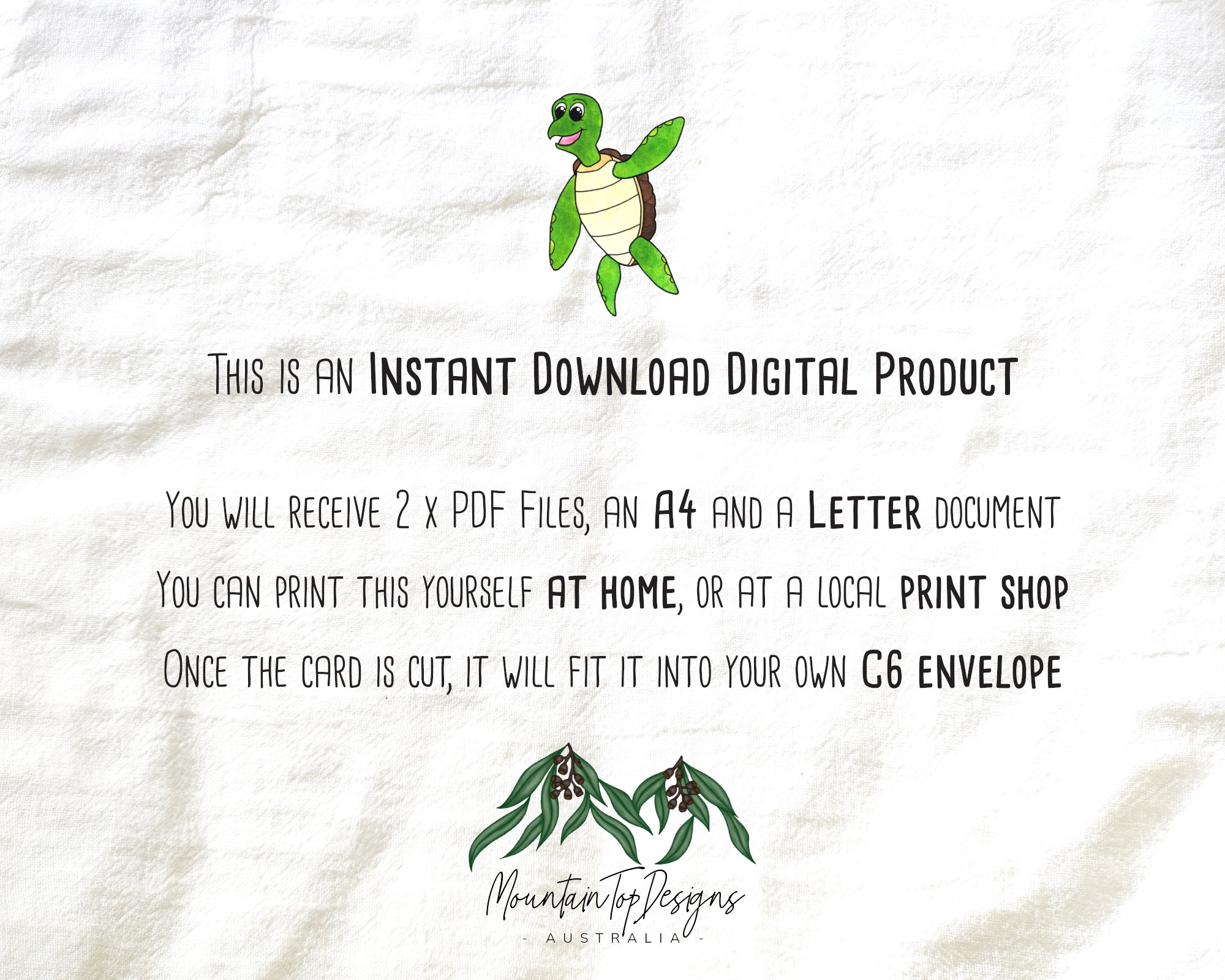 Printable Goodbye Turtle Catch Ya Later Australian Animal Watercolour ...