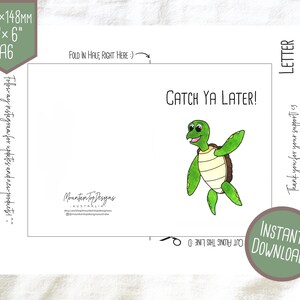 Printable Goodbye Turtle Catch Ya Later Australian Animal Watercolour ...
