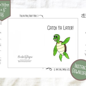 Printable Goodbye Turtle Catch Ya Later Australian Animal Watercolour ...
