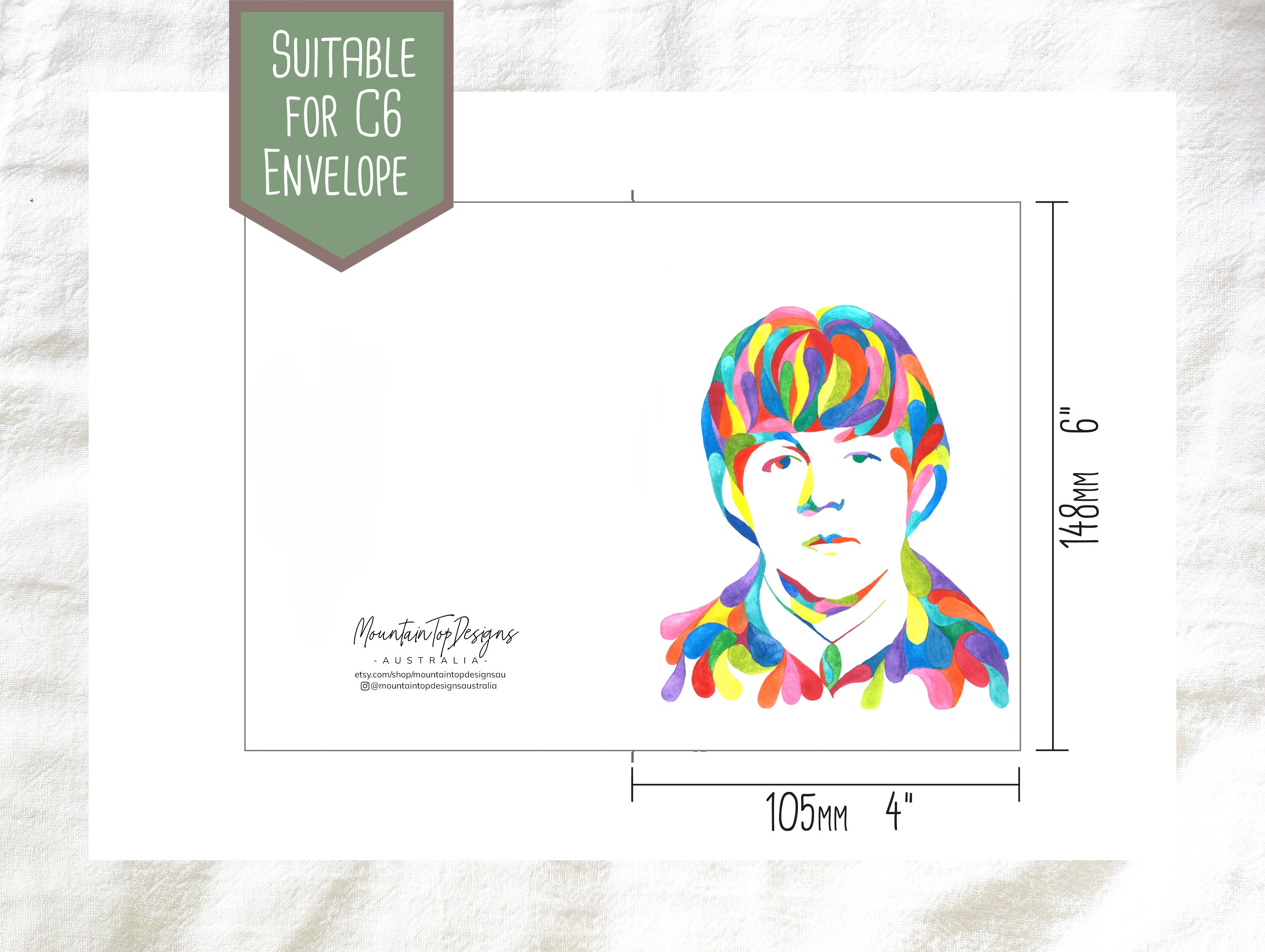 Printable Paul Mccartney Beatles Rainbow Watercolour Greeting Card ...