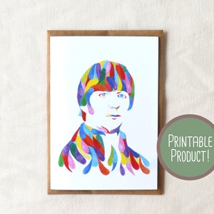 Printable Ringo Starr Beatles Rainbow Watercolour Greeting Card ...