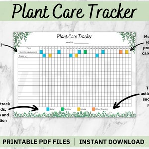 Plant Care Tracker Journal, Printable Plant Planner, Watering Schedule ...