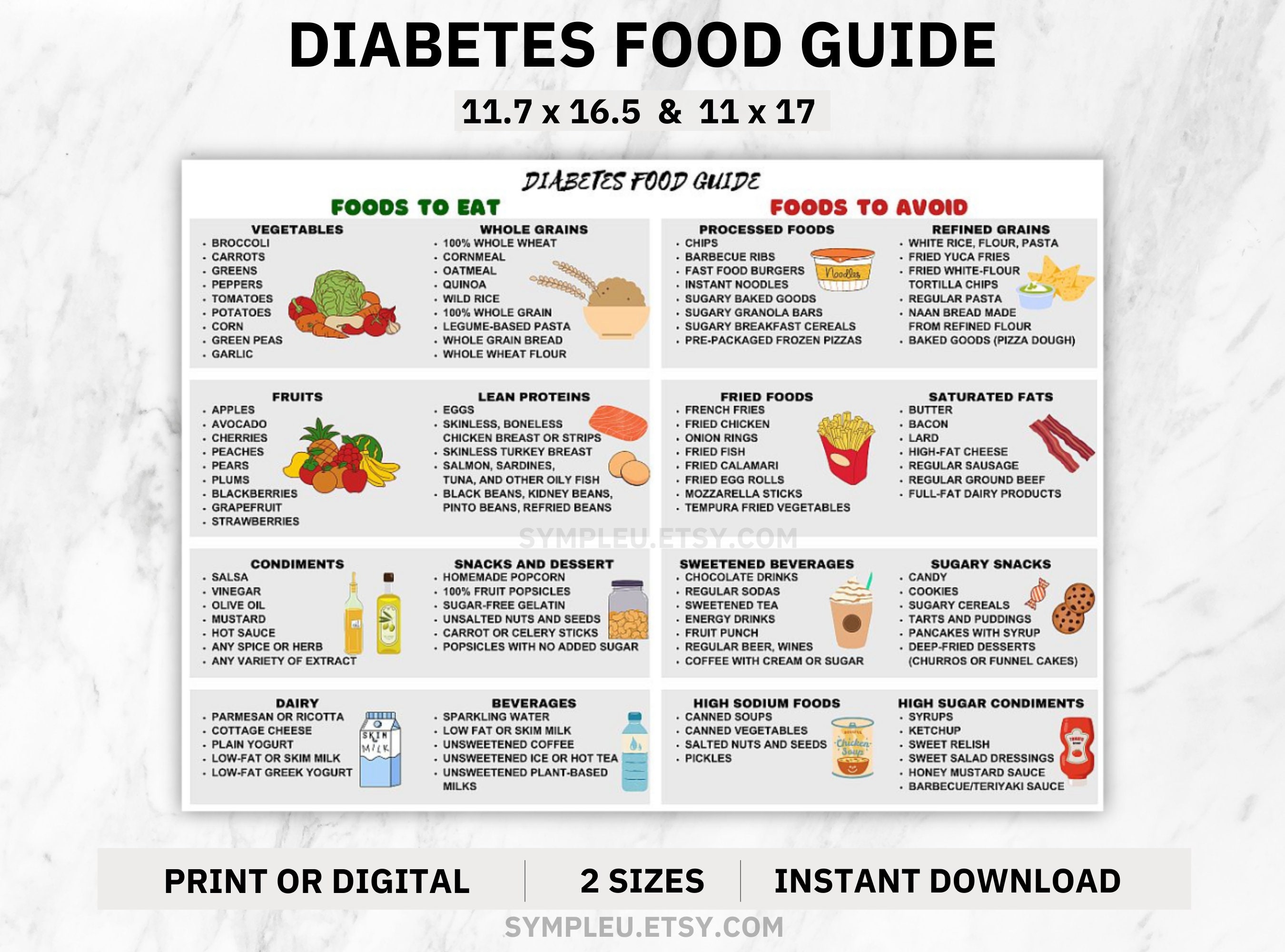 Diabetes Food List, Diabetic Food Chart, Diabetic Diet Sheet, Diabetic ...