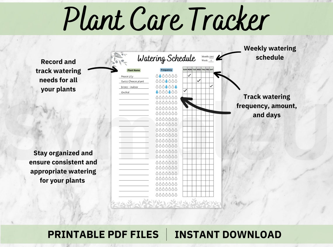 Plant Care Tracker Journal, Printable Plant Planner, Watering Schedule ...