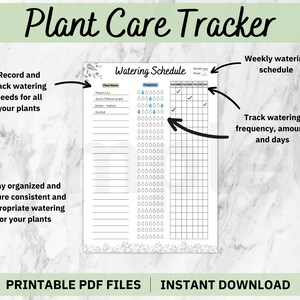 Plant Care Tracker Journal, Printable Plant Planner, Watering Schedule ...