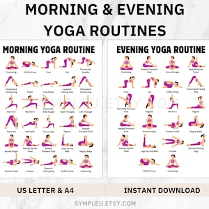 Morning and Evening Yoga Routine, Yoga Sequence, Yoga Poses Art Print ...