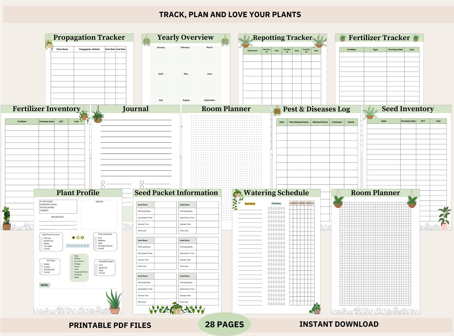 Houseplant Planner Printable, House Plant Journal, Printable Plant Care ...
