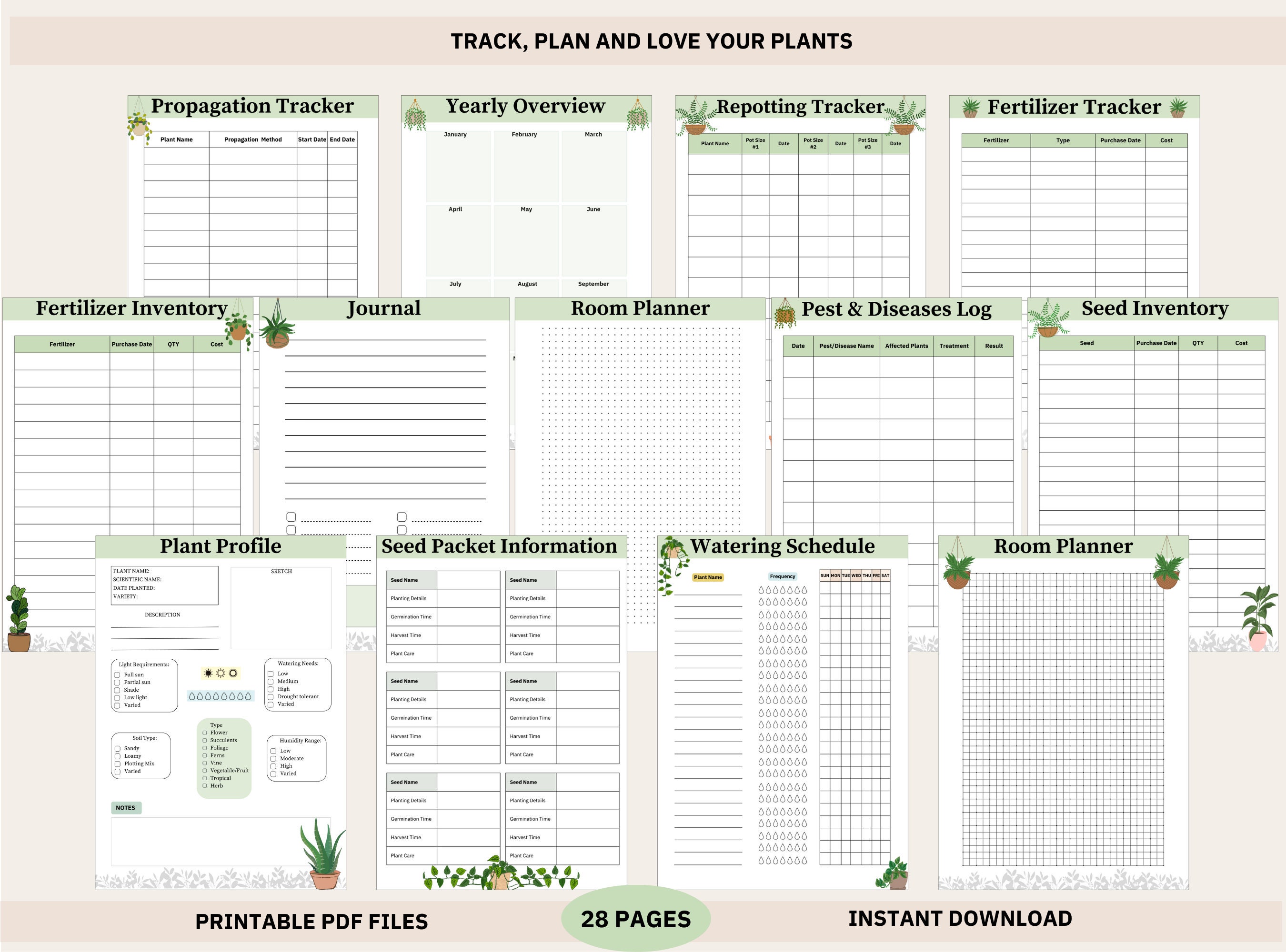 Houseplant Planner Printable, House Plant Journal, Printable Plant Care ...