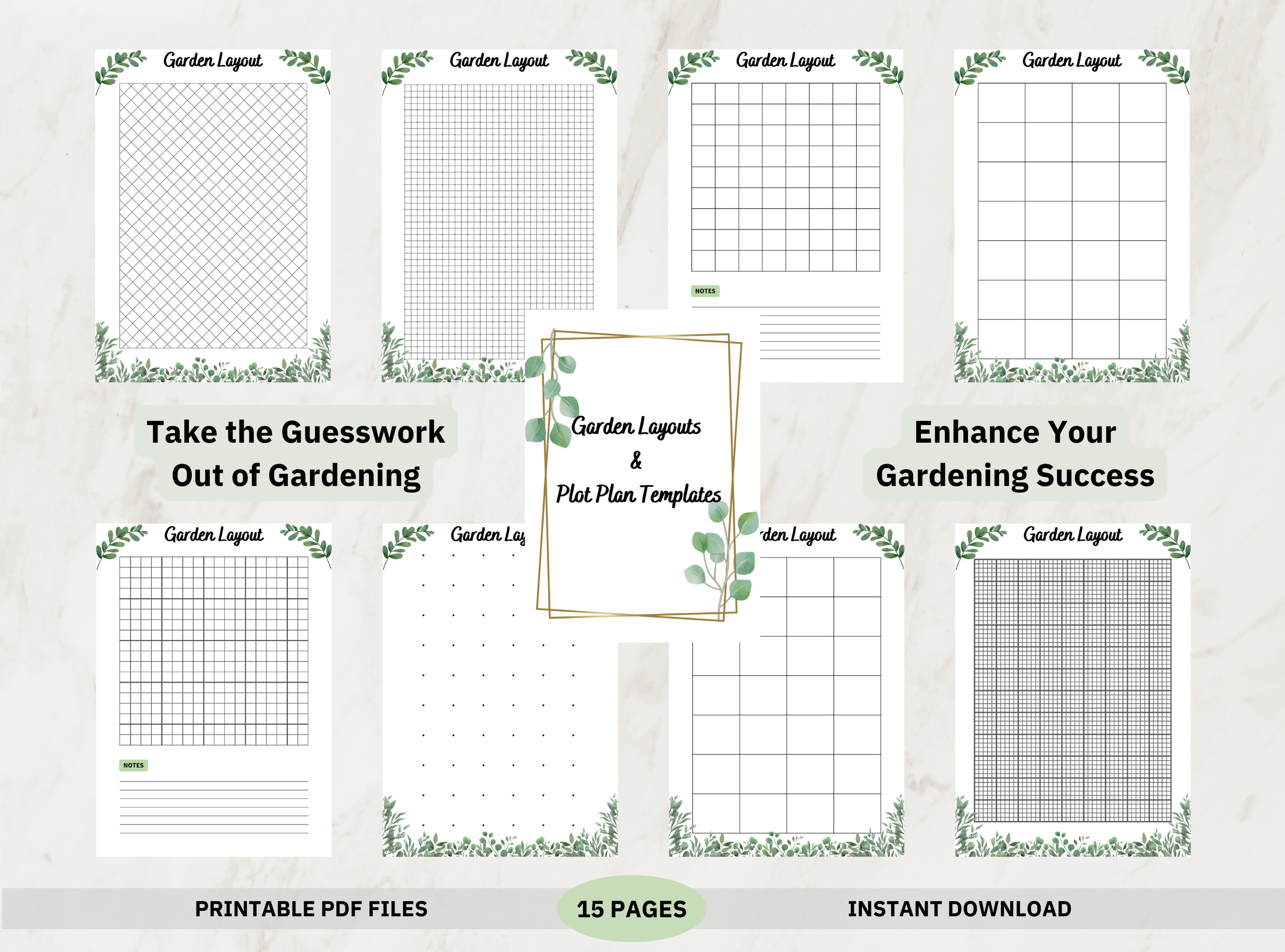 Printable Garden Layouts, Plot Plan Templates for Gardening Design, DIY ...