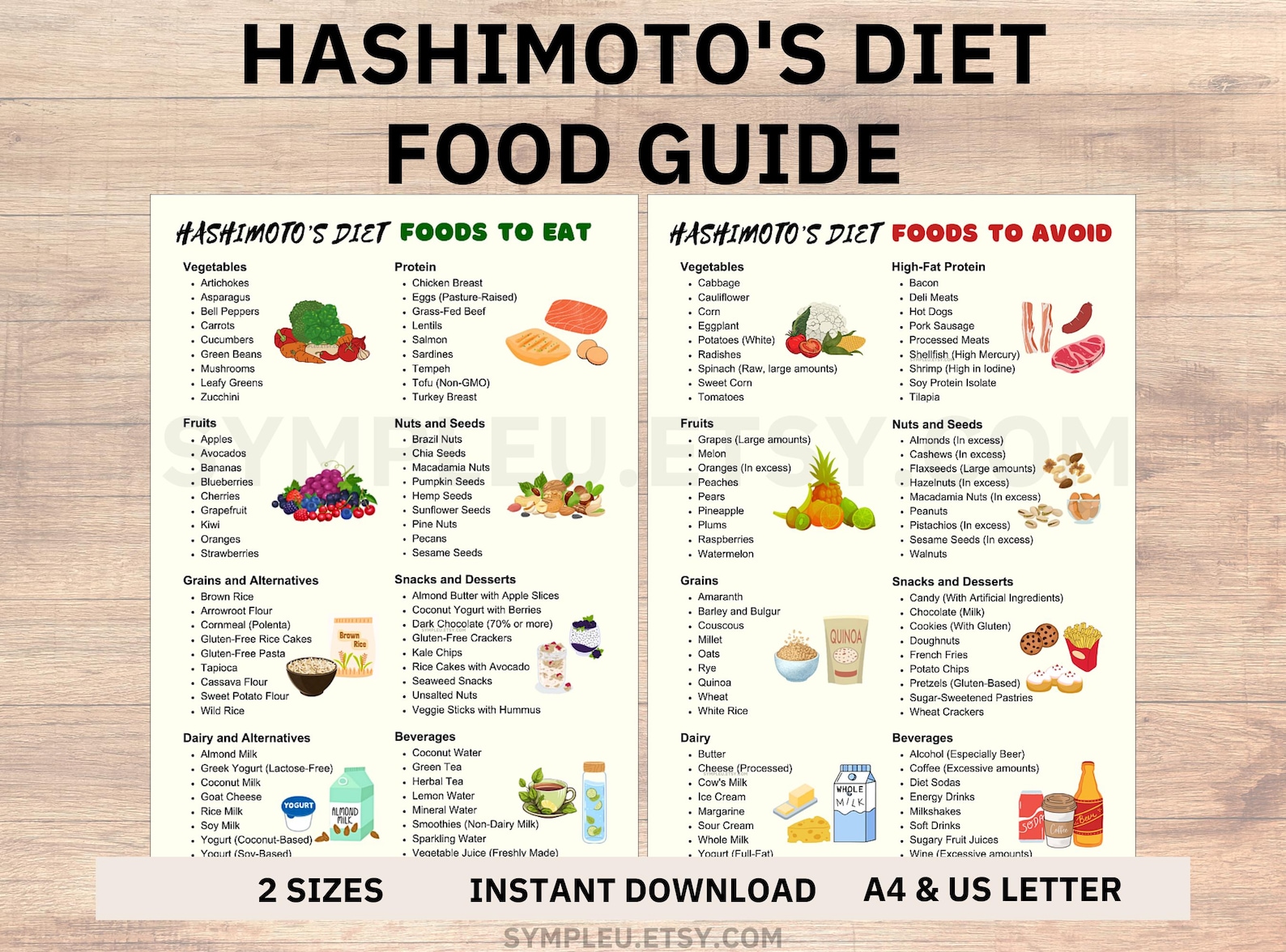 Hashimoto's Diet Food List for Thyroid Diet Meal Plan, Thyroiditis Health Food Chart, Hashimotos ...