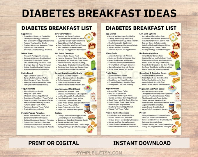 Diabetic Breakfast Ideas, Breakfast Food for Diabetics, Printable PDF ...