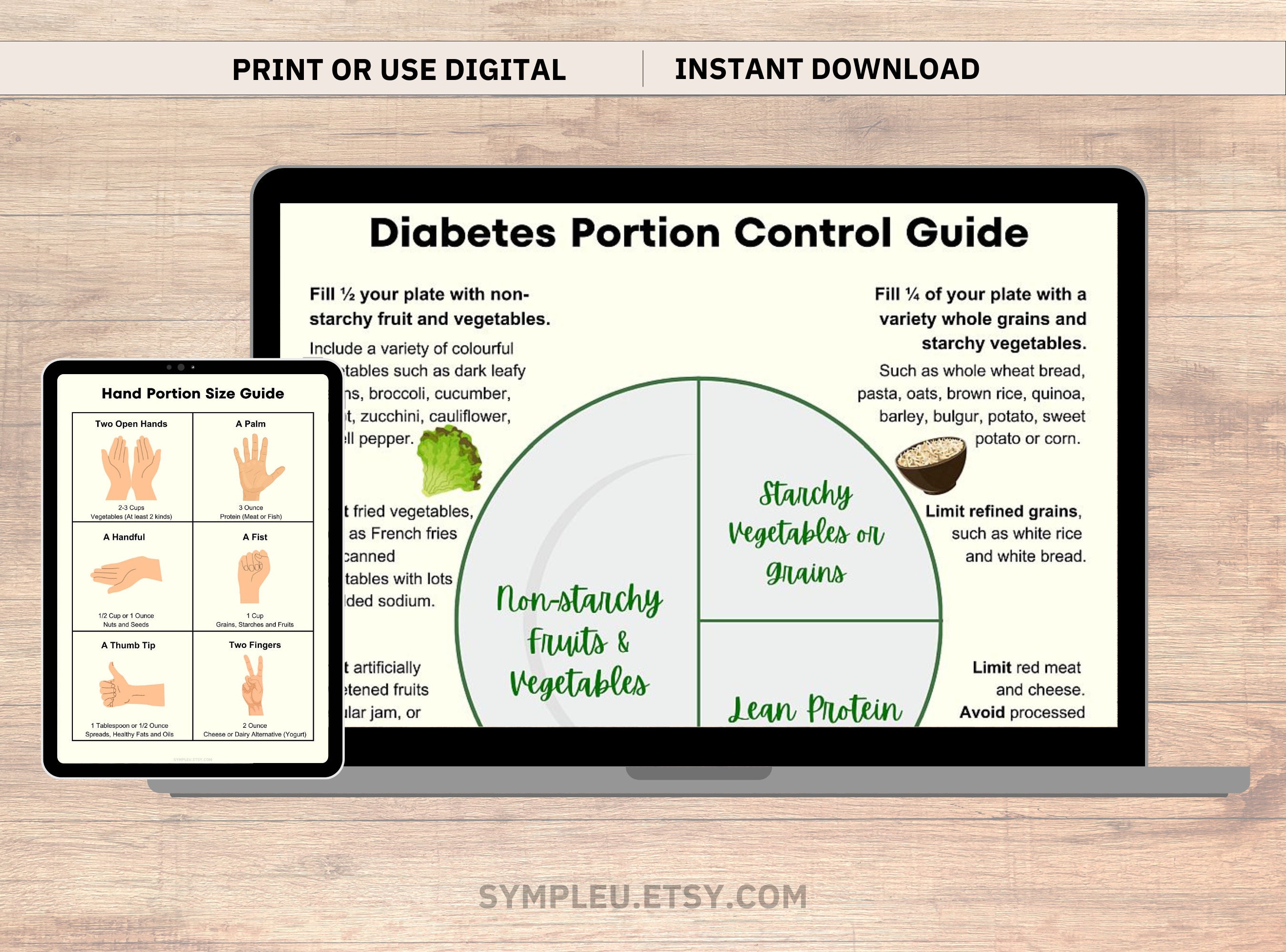 Diabetes Plate Method, Hand Portion Size Guide, Diabetic Food List ...
