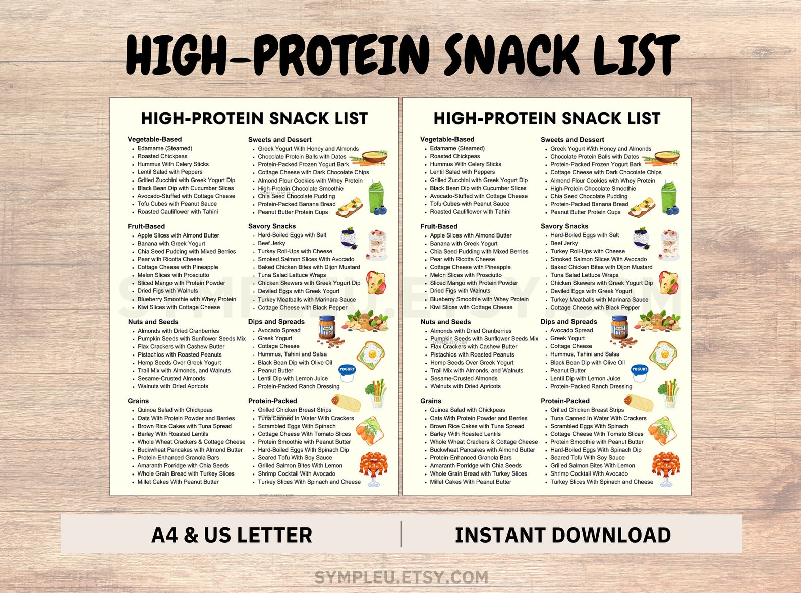 High Protein Snack List, Snack Ideas for High Protein Meal Plan Guide ...