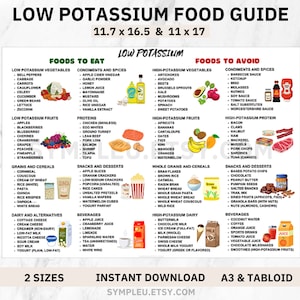 Low Potassium Diet Food List for Potassium Foods Chart Poster, Kidney ...