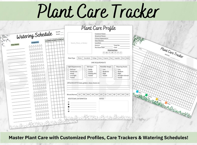 Plant Care Tracker Journal, Printable Plant Planner, Watering Schedule ...