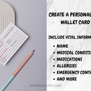 Diabetes Wallet Card, Diabetic Alert Card, Emergency ID Card, Medical ...