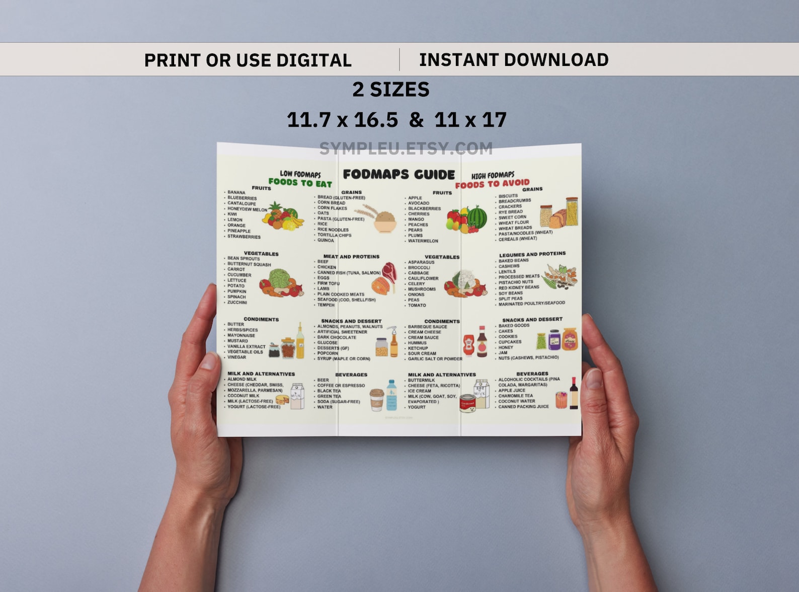 FODMAP Poster, Fodmap Food List, Fodmap Diet Guide, Low Fodmap, High ...