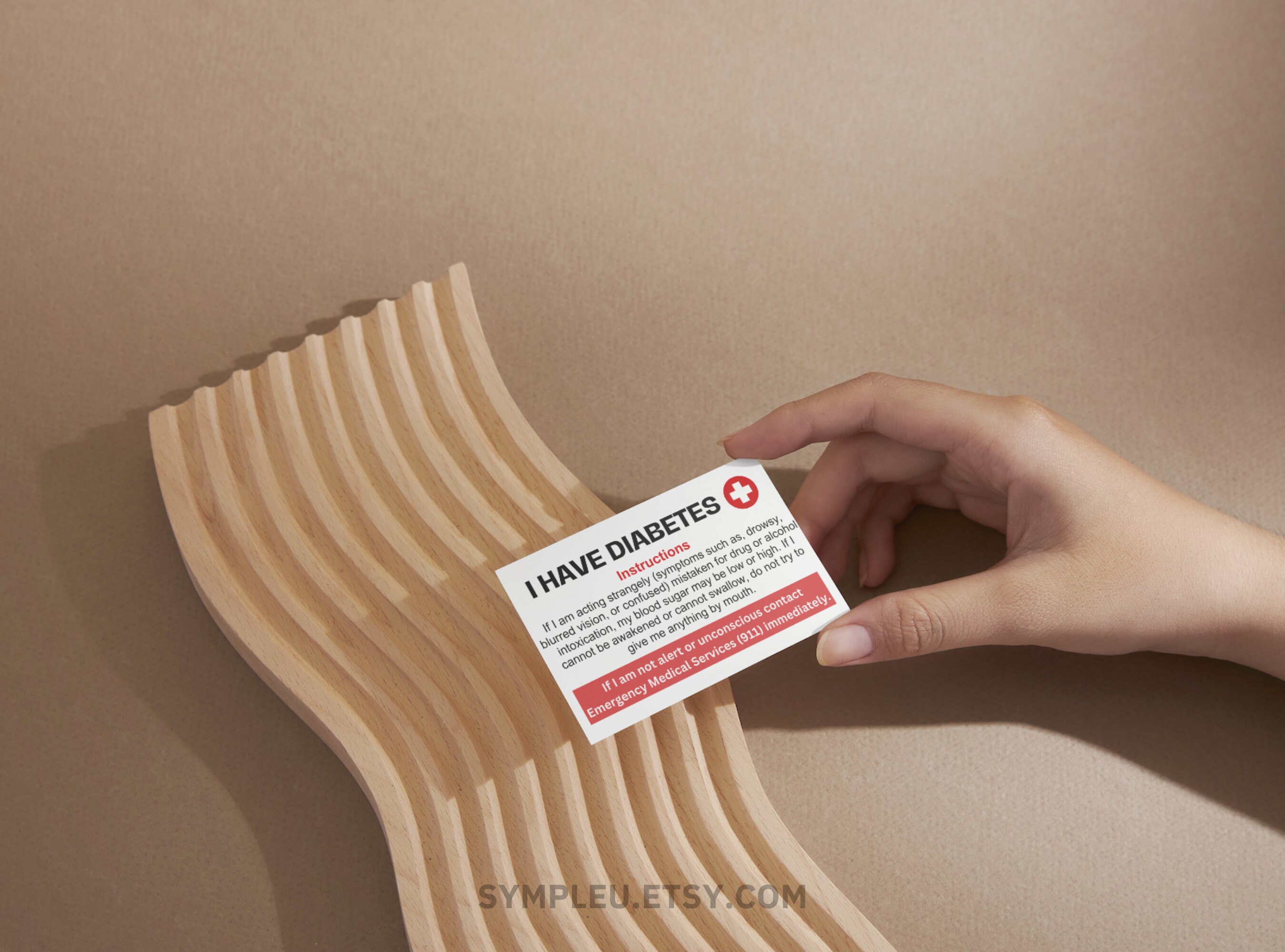 Diabetes Wallet Card, Diabetic Alert Card, Emergency ID Card, Medical ...