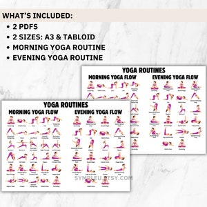 Morning and Evening Yoga Routine, Yoga Poster, Yoga Poses Art Print ...
