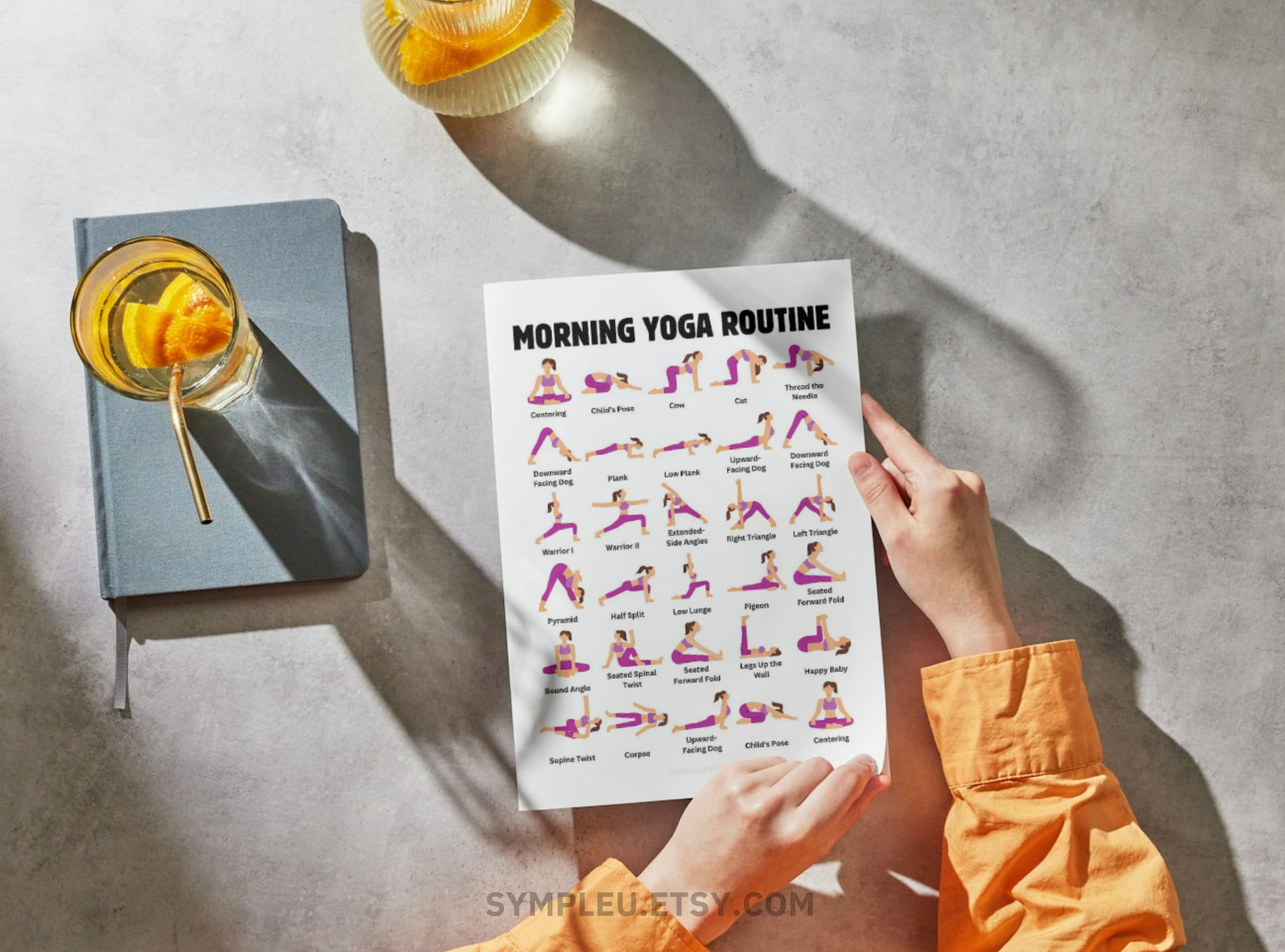 Morning and Evening Yoga Routine, Yoga Sequence, Yoga Poses Art Print ...