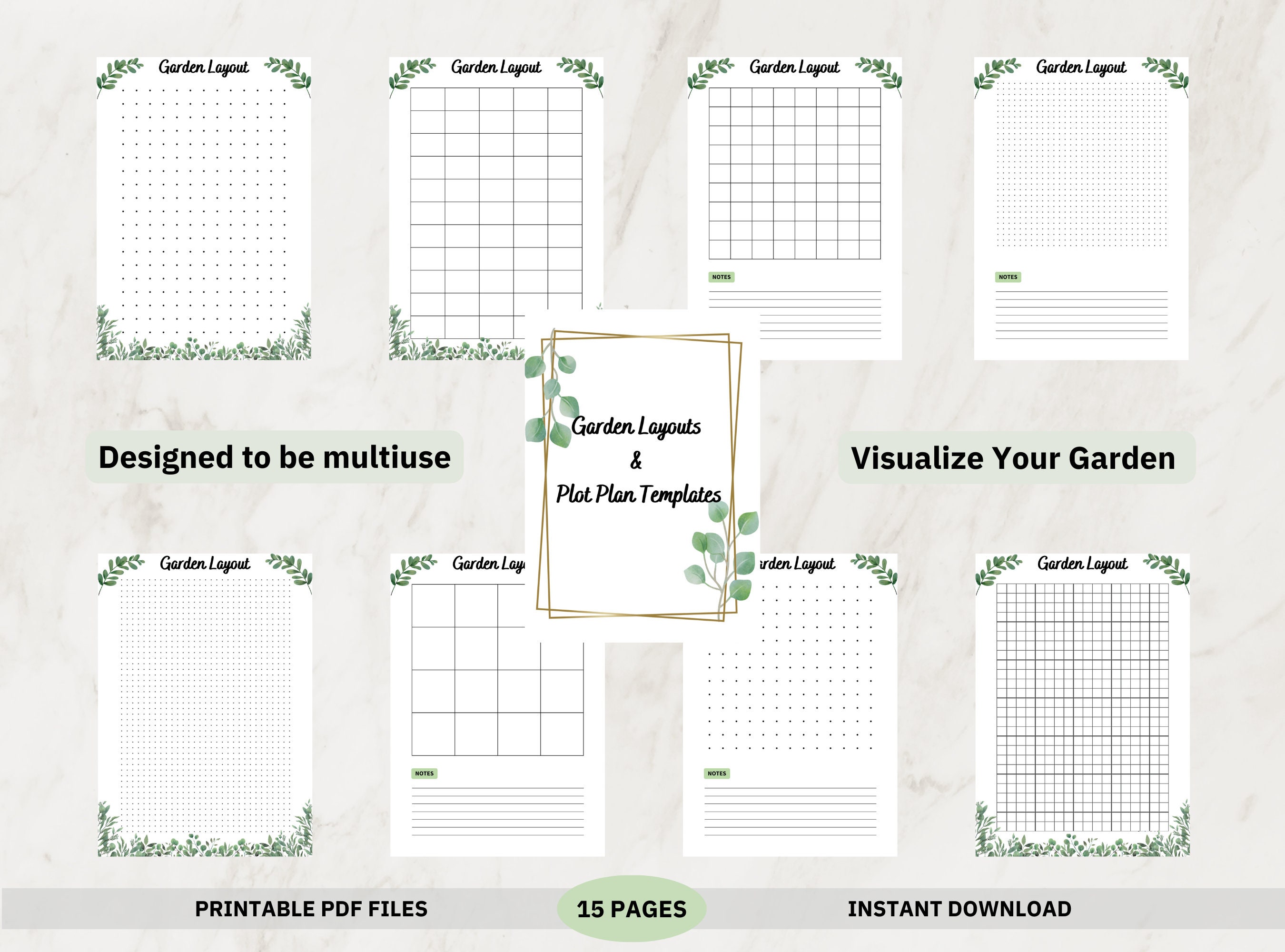 Printable Garden Layouts, Plot Plan Templates for Gardening Design, DIY ...