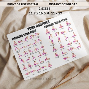 Morning and Evening Yoga Routine, Yoga Poster, Yoga Poses Art Print ...