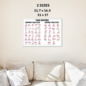 Morning and Evening Yoga Routine, Yoga Poster, Yoga Poses Art Print ...