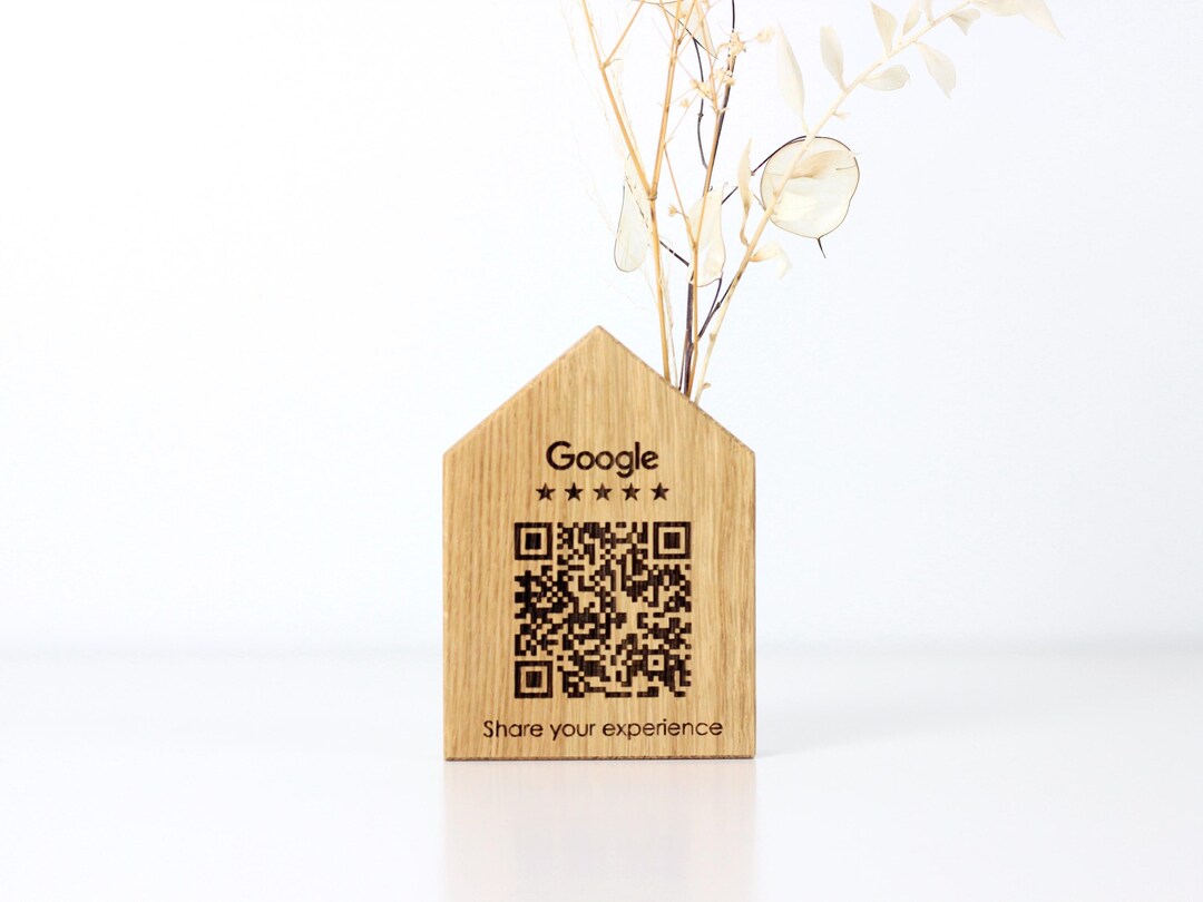 Wood QR Code Sign for Google Reviews – Business & Social Media Table ...
