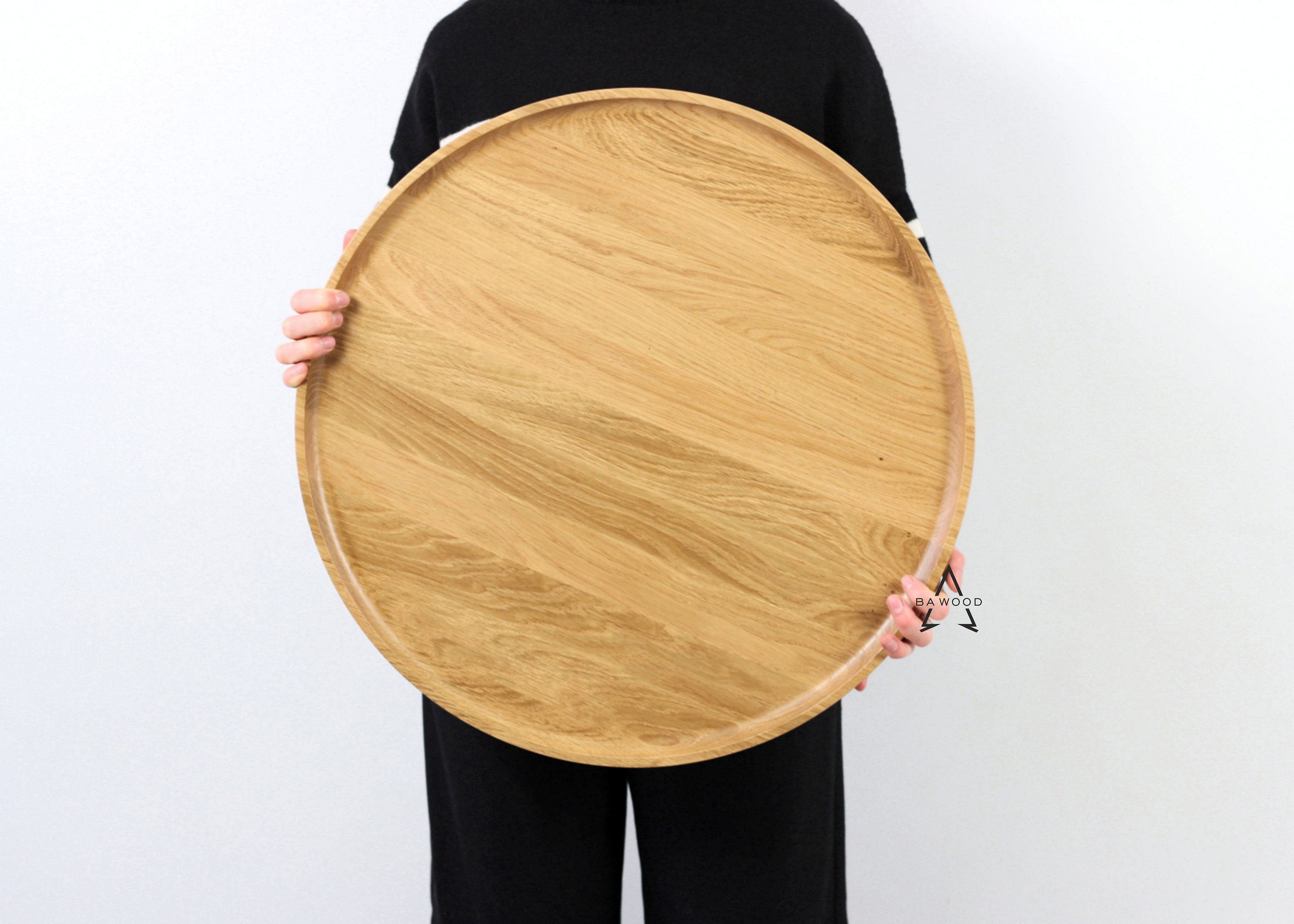 Round Tray Serving Tray Oak Wood Tray. Ottoman Tray Circle Tray. Home Gift Etsy UK