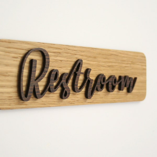 Restroom Sign Wood - Etsy