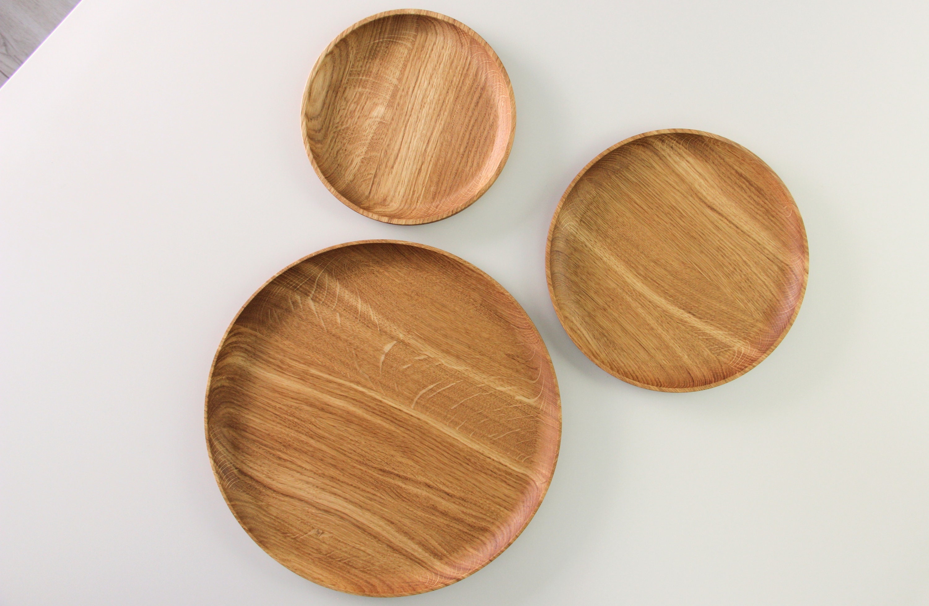Oak Wood Plates Set of 3. Serving Plate. Wooden Serving | Etsy