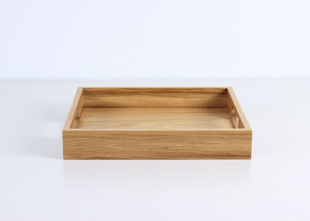 Wooden Serving Tray Oak Wood Tray. Ottoman Tray. Wood Tray With Handles ...