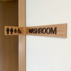 Personalized Wood Restroom Sign. Rustic Oak or Walnut Decor - Etsy
