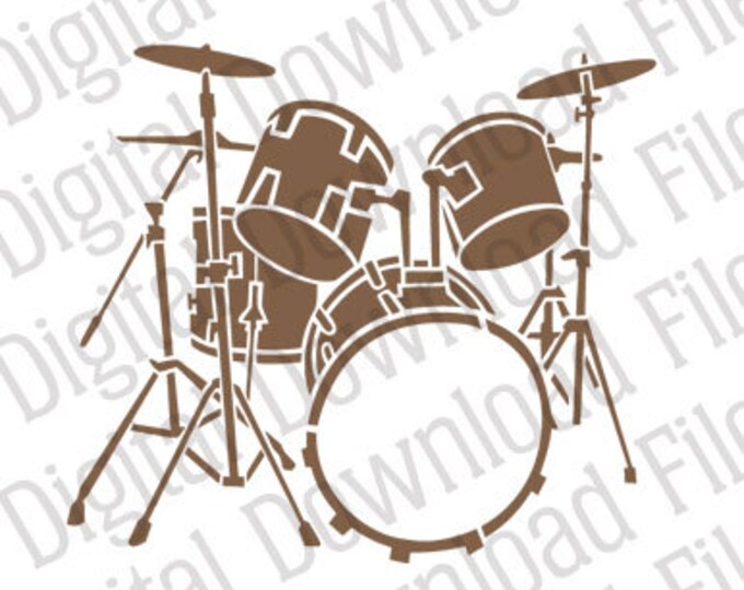 Vector Stencil Graphic DD115 Drum Kit DIGITAL DOWNLOAD Ai & Svg Fully ...