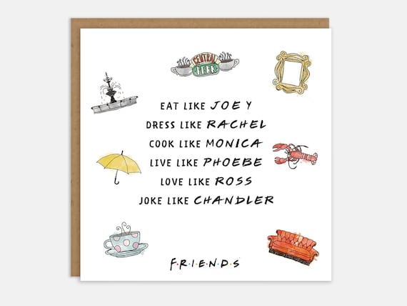 Friends TV Show Birthday Card Cards for Friends Fans 90s | Etsy