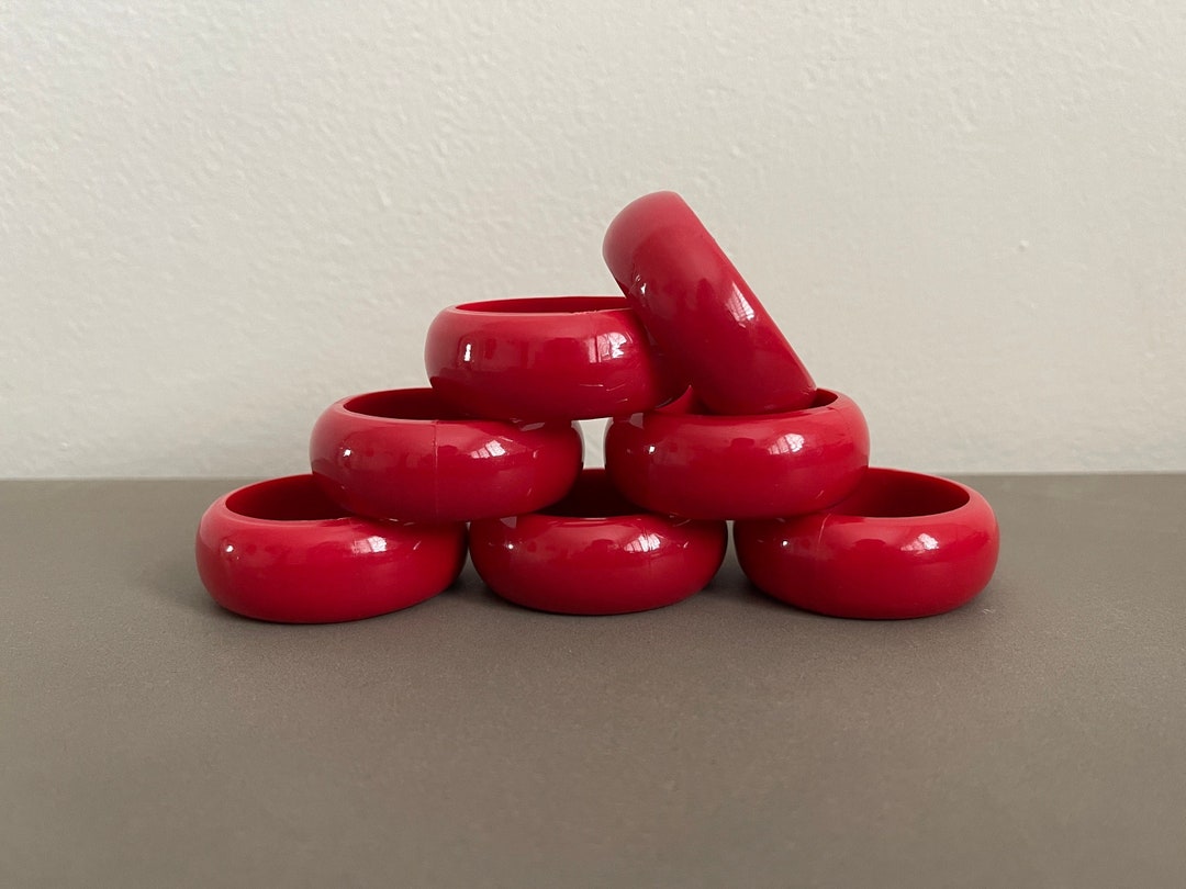 Set of 7 Red Napkin Rings - Etsy