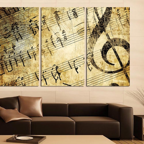 3 Panel Split Music Notes Art Classical Orchestra Canvas - Etsy