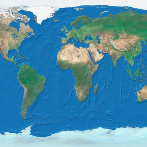 3 Panel Split World Map Canvas Print. Digitally Bubble Texture Given 1. ...